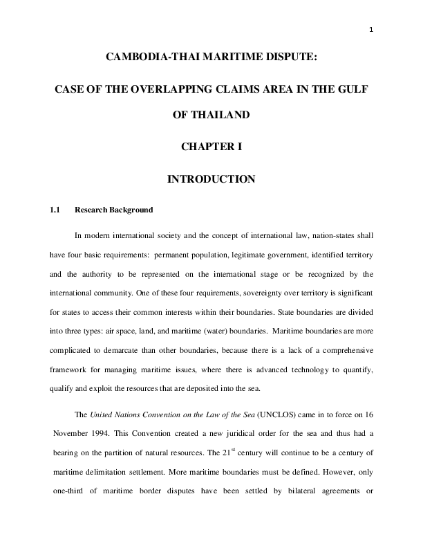 (PDF) CAMBODIA-THAI MARITIME DISPUTE: CASE OF THE OVERLAPPING CLAIMS ...