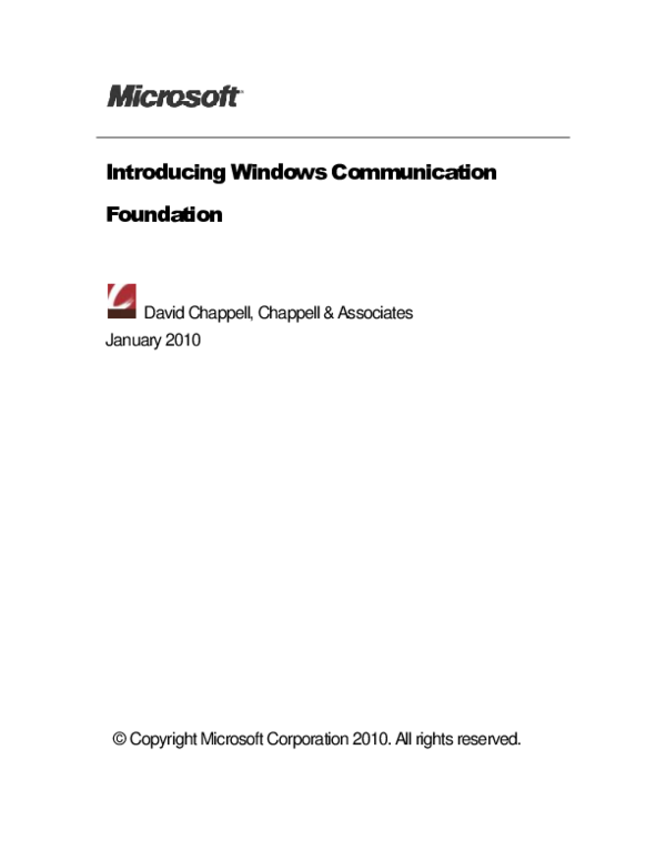 (PDF) Introducing Windows Communication Foundation