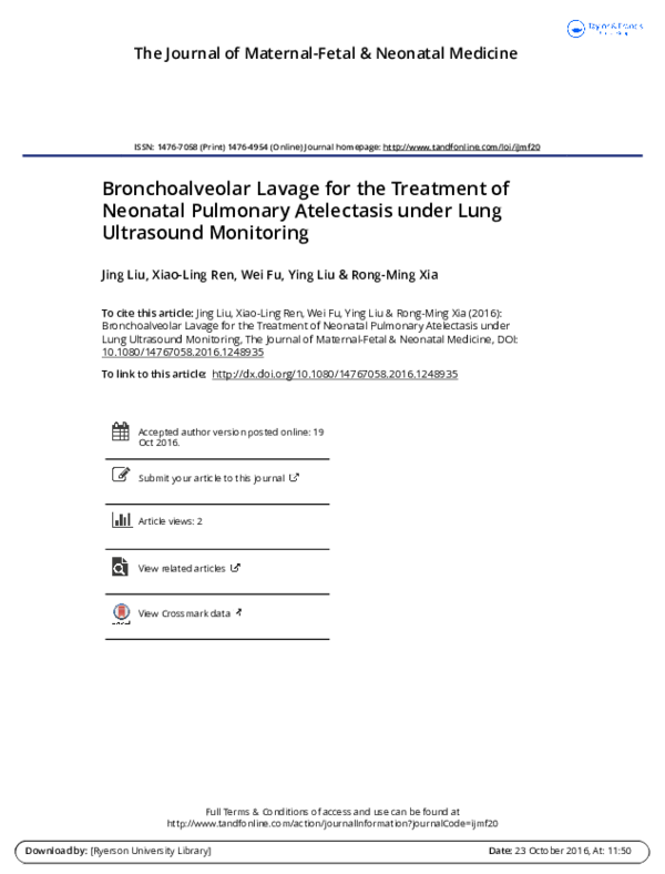 (PDF) Bronchoalveolar Lavage for the Treatment of Neonatal Pulmonary ...