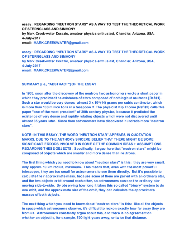 (PDF) Neutron star Essay