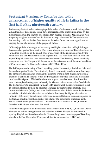 (PDF) Protestant Missionary Contribution to the enhancement of higher ...