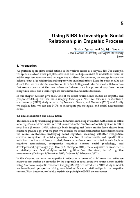 (PDF) Using NIRS to Investigate Social Relationship in Empathic Process