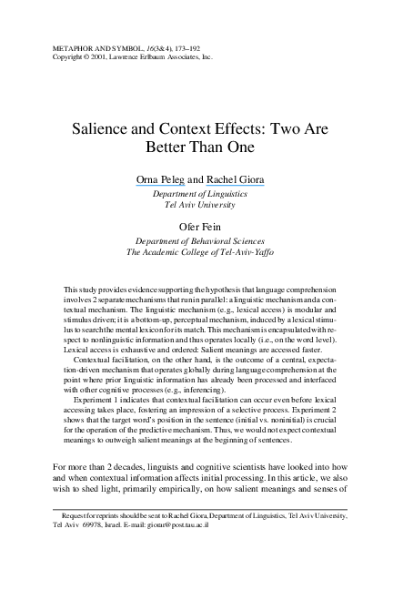 Pdf Salience And Context Effects Two Are Better Than One