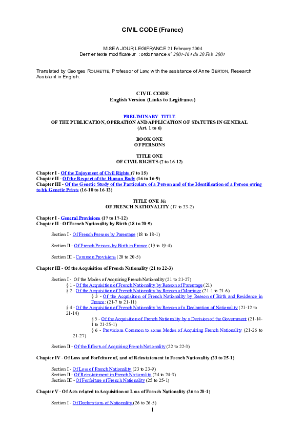 (DOC) Civil code france