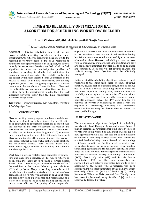 Pdf Time And Reliability Optimization Bat Algorithm For Scheduling