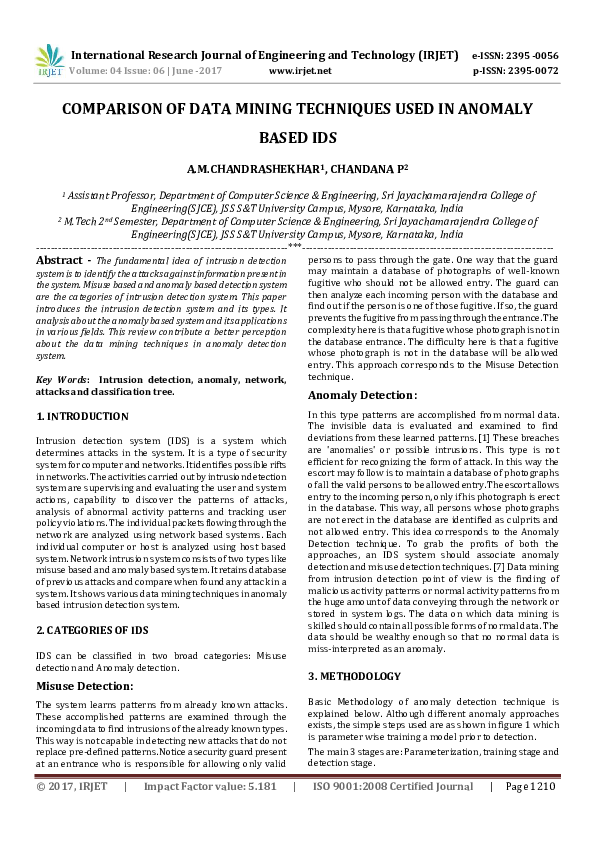 (PDF) COMPARISON OF DATA MINING TECHNIQUES USED IN ANOMALY BASED IDS