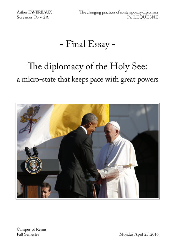 (PDF) The diplomacy of the Holy See: a micro-state that keeps pace with ...