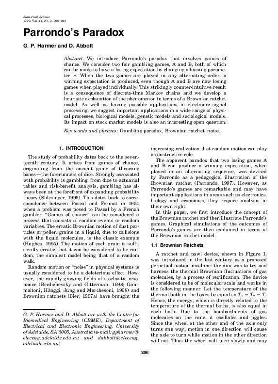 (PDF) Parrondo's Paradox