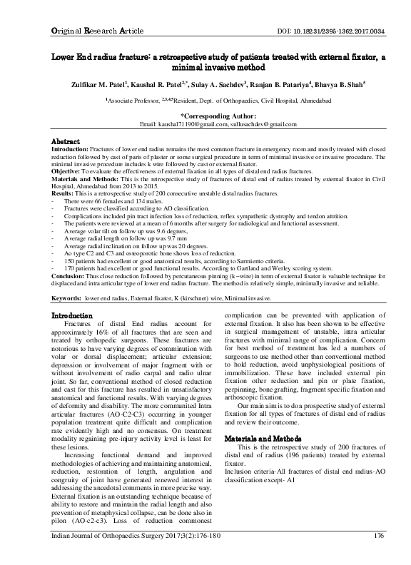(PDF) Lower End radius fracture: a retrospective study of patients ...