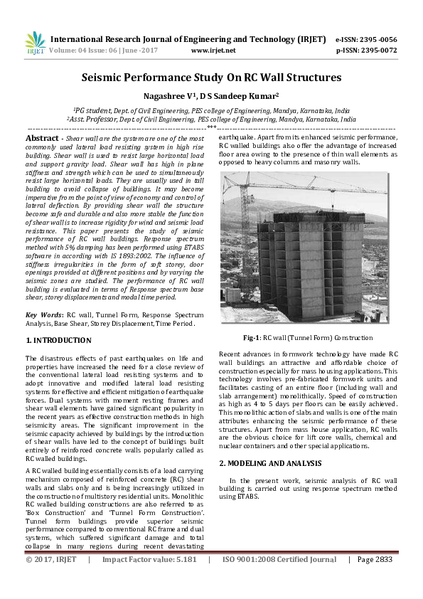 (PDF) Seismic Performance Study On RC Wall Structures