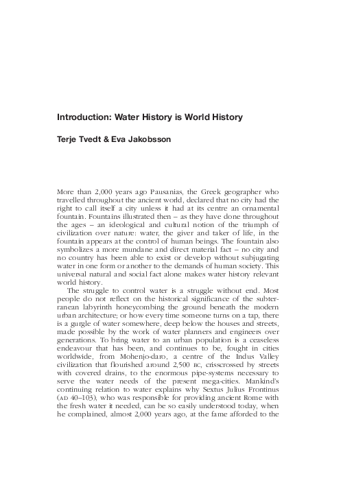 (PDF) Introduction: Water History is World History series I vol. I