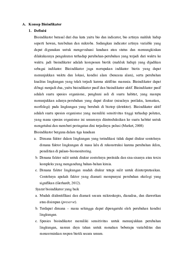 (DOC) Konsep dan contoh Bioindikator