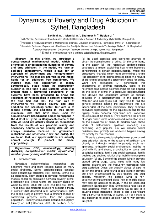 (PDF) Dynamics of Poverty and Drug Addiction in Sylhet, Bangladesh