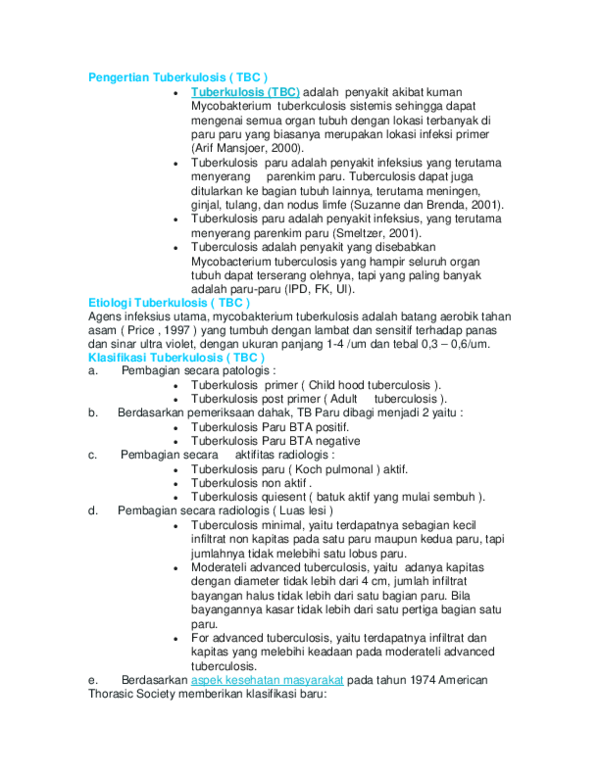 (DOC) Pengertian Tuberkulosis ( TBC