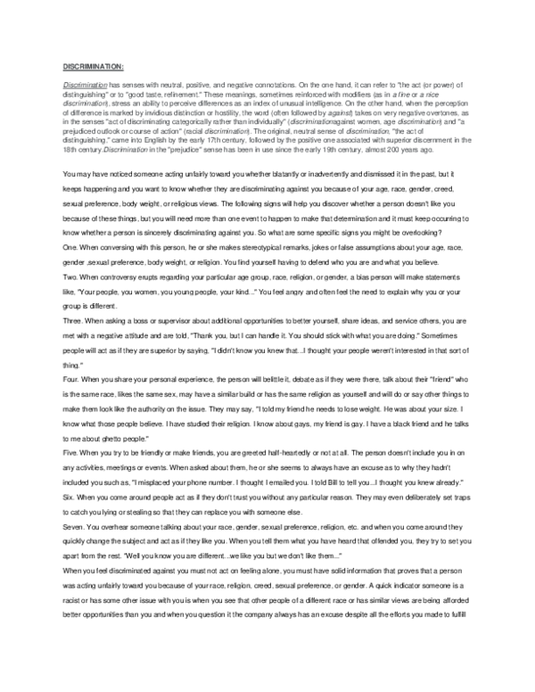 (DOC) DISCRIMINATION PROJECT