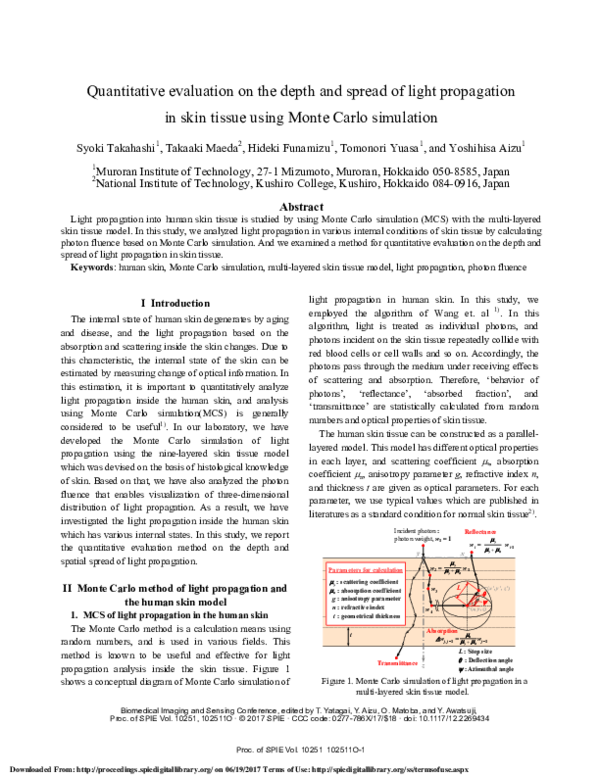 (PDF) Figure 1. Monte Carlo simulation of light propagation in a multi-layered skin tissue model