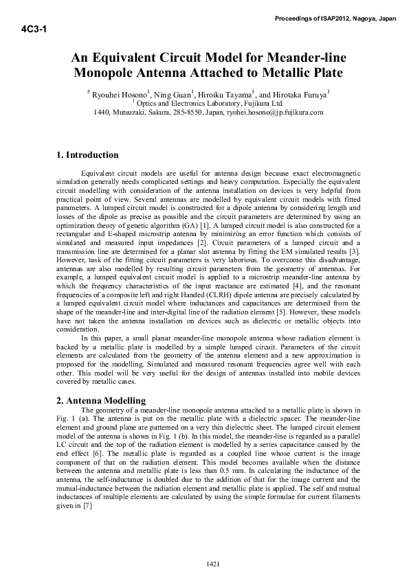 (PDF) An Equivalent Circuit Model for Meander-line Monopole Antenna ...