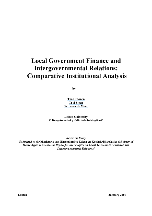 (PDF) Local Government Finance and Intergovernmental Relations ...