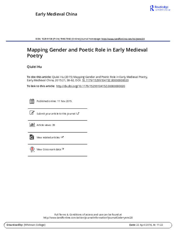 (PDF) Mapping Gender and Poetic Roles in Early Medieval Poetry