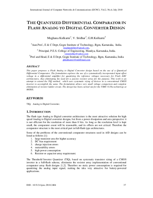 (PDF) THE QUANTIZED DIFFERENTIAL COMPARATOR IN FLASH ANALOG TO DIGITAL ...