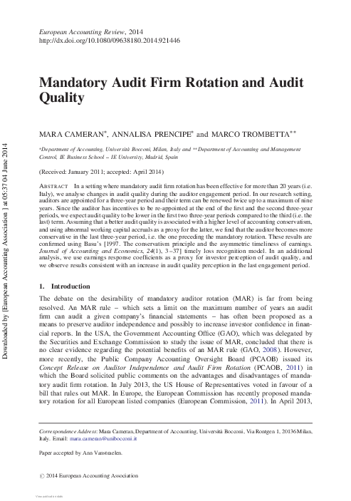 (PDF) Auditor Tenure and Auditor Change: Does Mandatory Auditor ...