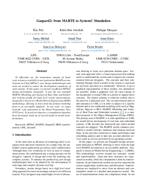 (PDF) Gaspard2: from marte to systemc simulation