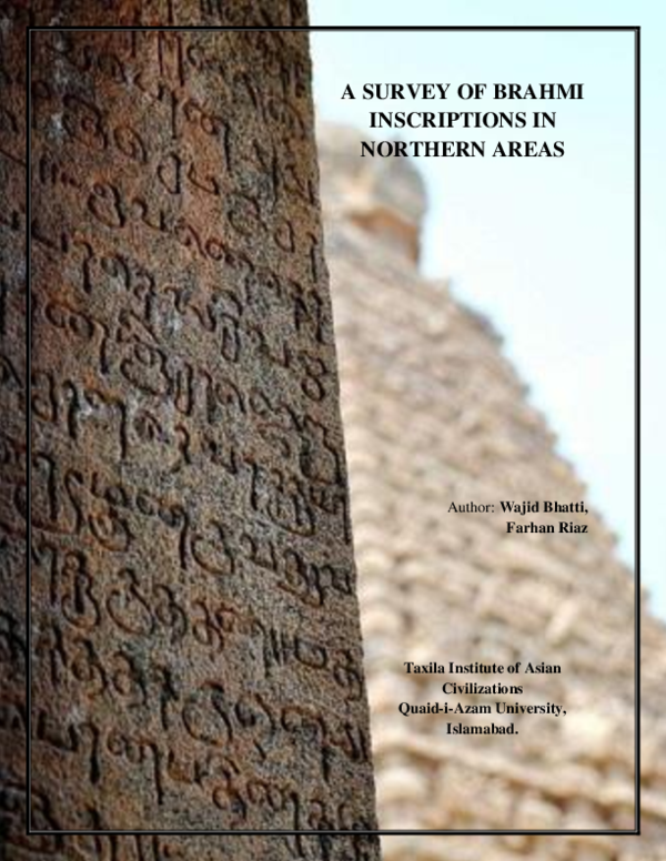 (PDF) A SURVEY OF BRAHMI INSCRIPTIONS IN NORTHERN AREAS