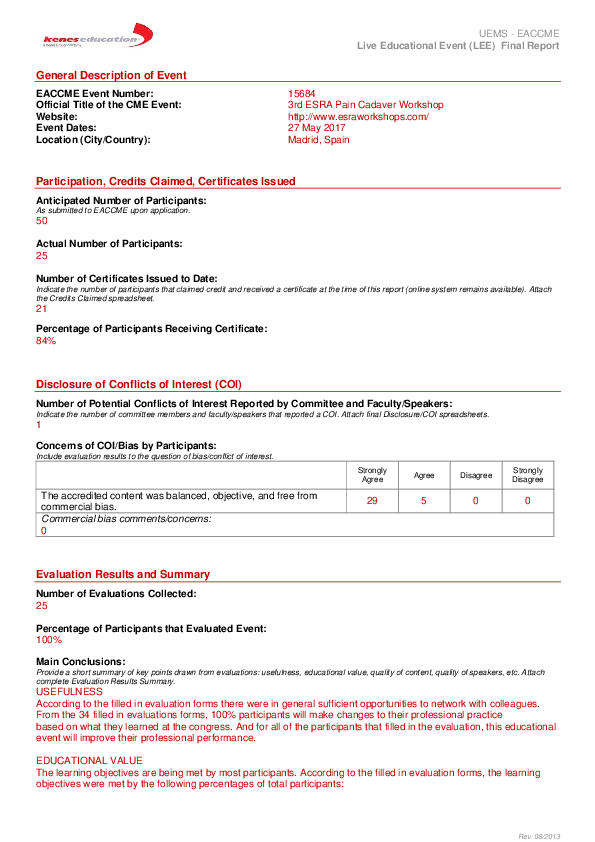 (PDF) UEMS -EACCME Live Educational Event (LEE) Final Report