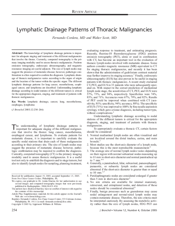(PDF) Lymphatic Drainage Patterns of Thoracic Malignancies