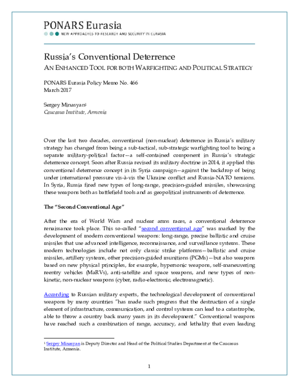 (PDF) Russia's Conventional Deterrence AN ENHANCED TOOL FOR BOTH ...
