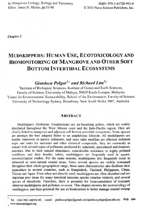(PDF) Mudskippers: human use, ecotoxicology and biomonitoring of ...