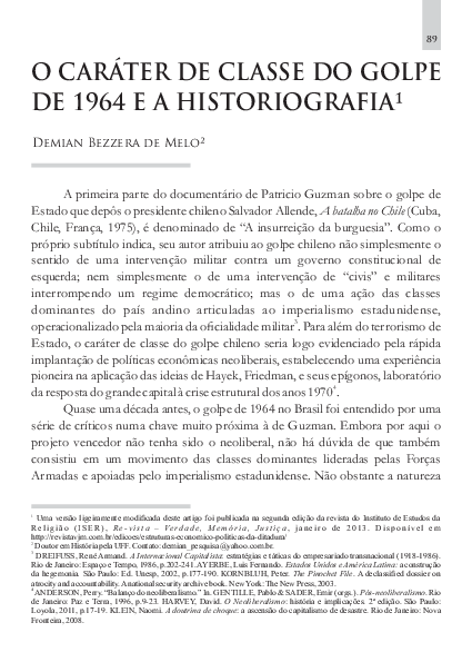 (PDF) O caráter de classe do golpe de 1964 e a historiografia ( In ...