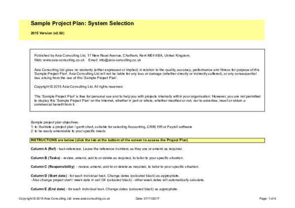 Sample Project Plan System Selection V202 | Jkdc Yhabz - Academia.edu