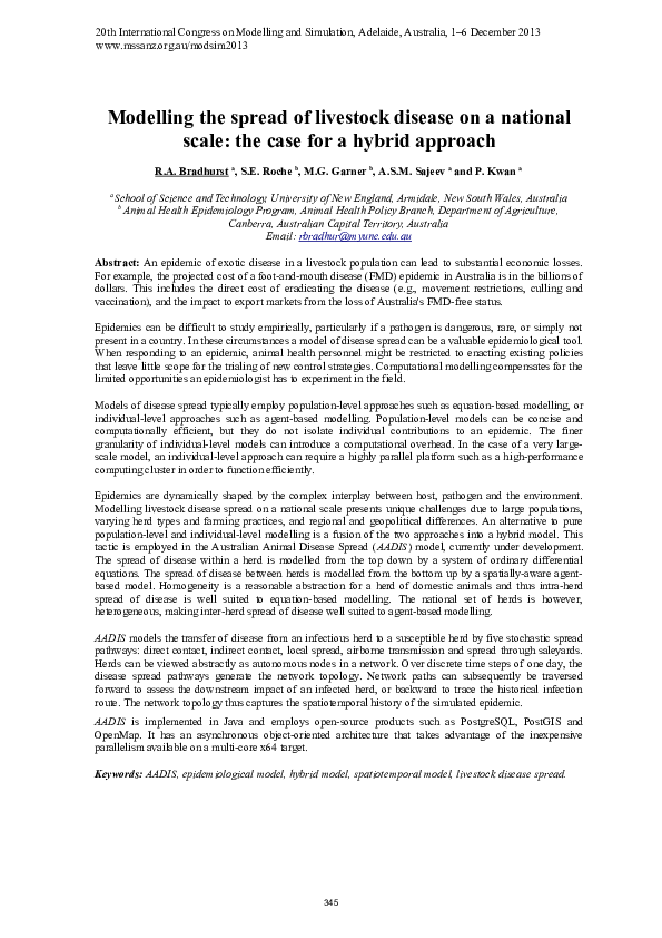 (PDF) Modelling the spread of livestock disease on a national scale ...