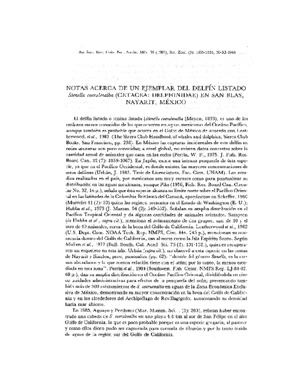 (PDF) Notas acerca de un ejemplar del delfín listado Stenella ...