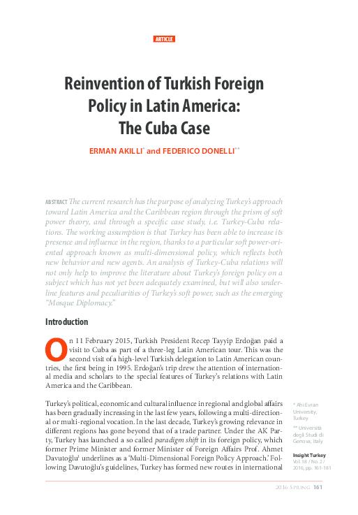 (PDF) Turkey's Reinvention of Latin America: The Cuba case