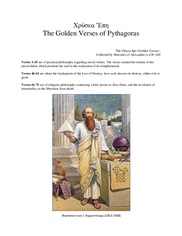 (PDF) The Golden Verses of Pythagoras