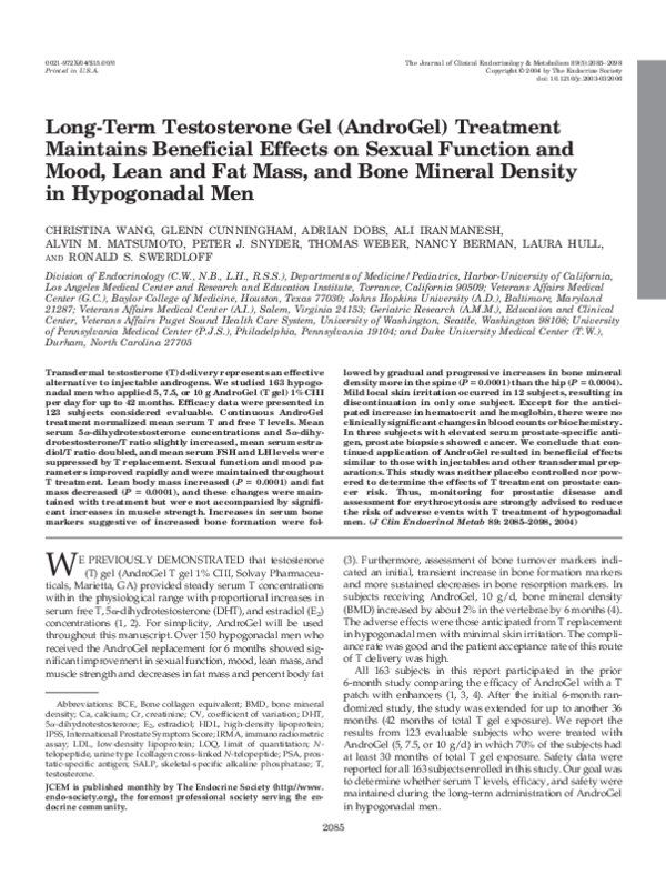 (PDF) Long-Term Testosterone Gel (AndroGel) Treatment Maintains ...