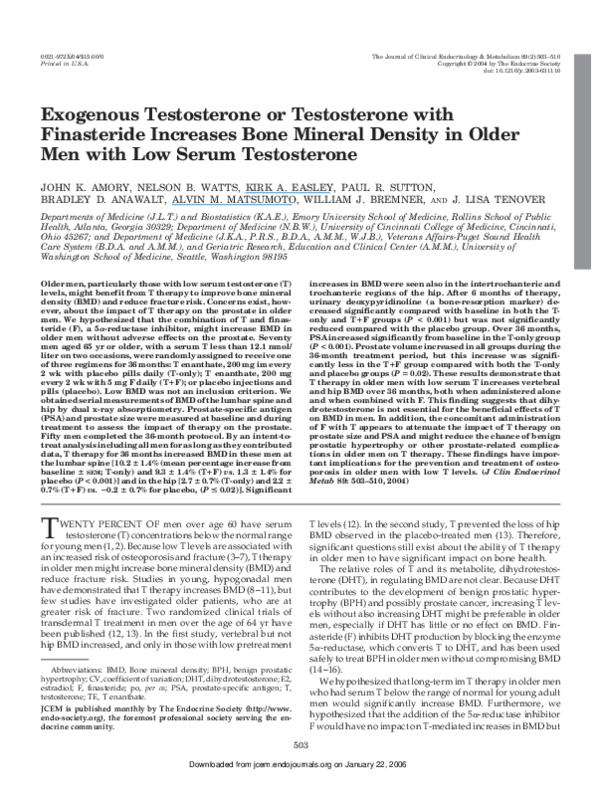 (PDF) Exogenous Testosterone or Testosterone with Finasteride Increases ...