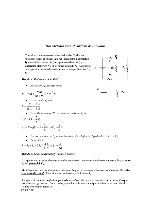 (PDF) Ejercicios resueltos de circuitos resistivos y circuitos RC