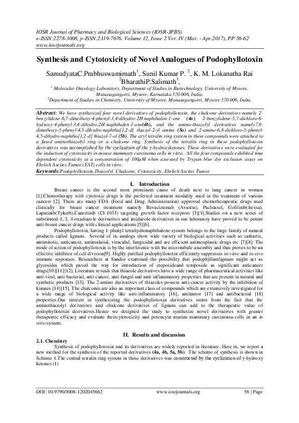 (PDF) Synthesis and Cytotoxicity of Novel Analogues of Podophyllotoxin