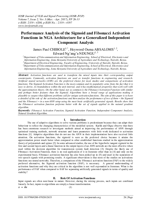 (PDF) Performance Analysis of the Sigmoid and Fibonacci Activation Functions in NGA Architecture ...