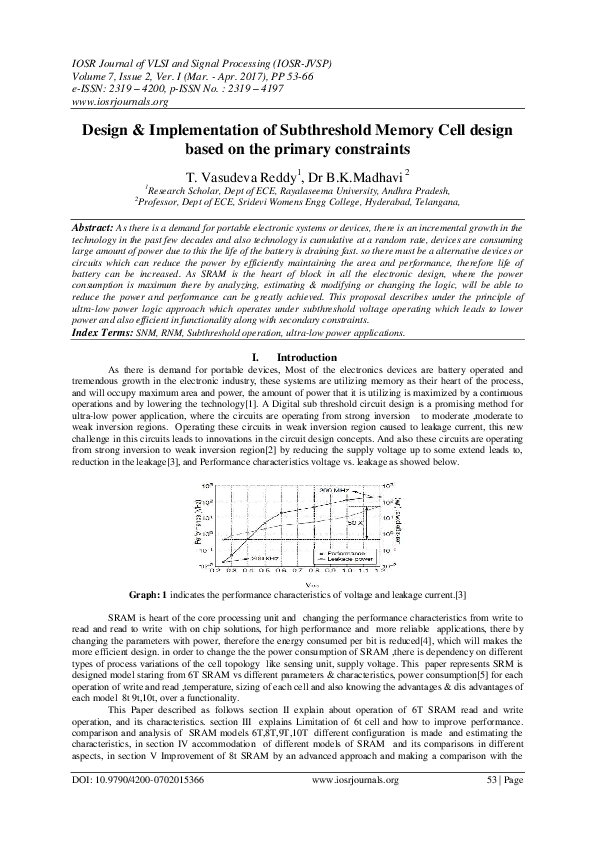 (PDF) Design & Implementation of Subthreshold Memory Cell design based ...