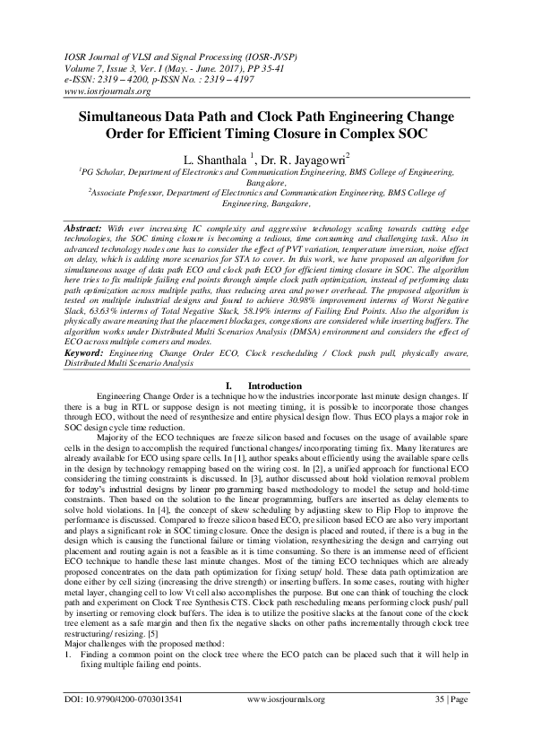 (PDF) Simultaneous Data Path and Clock Path Engineering Change Order for Efficient Timing ...