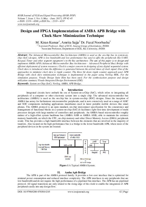 Pdf Design And Fpga Implementation Of Amba Apb Bridge With Clock Skew Minimization Technique 0686