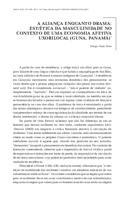 (PDF) A aliança enquanto drama: est/ética da masculinidade no contexto ...