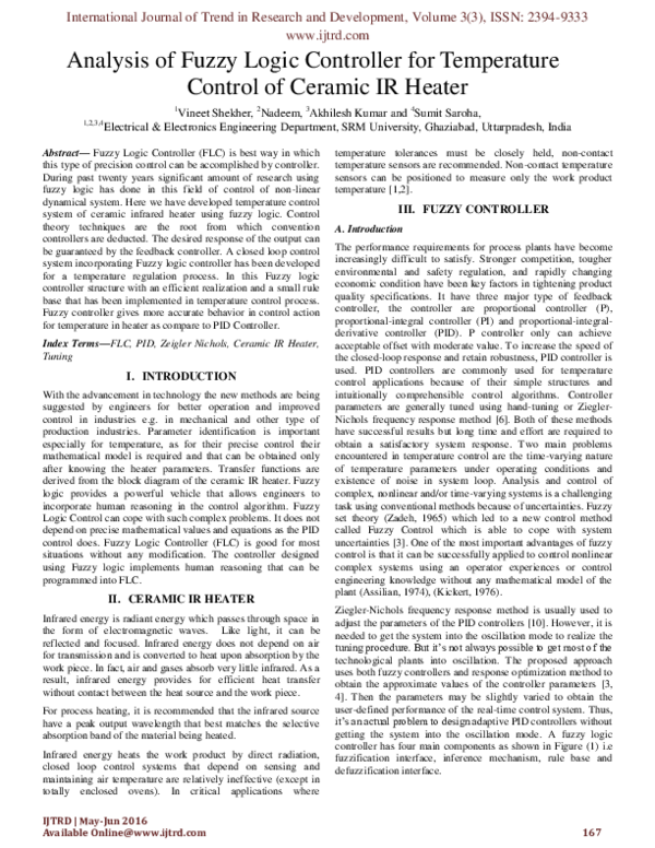 Pdf Analysis Of Fuzzy Logic Controller For Temperature Control Of Ceramic Ir Heater