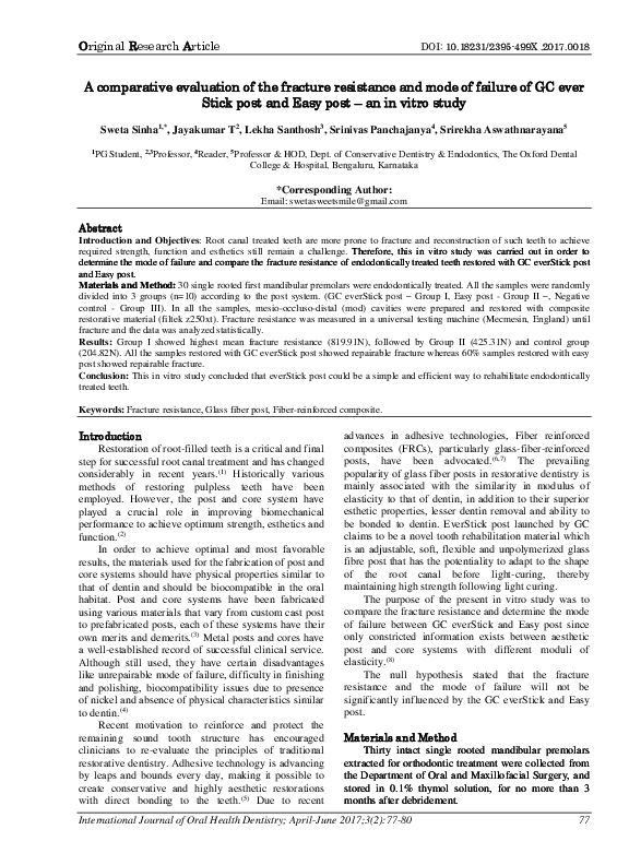 (PDF) A comparative evaluation of the fracture resistance and mode of ...
