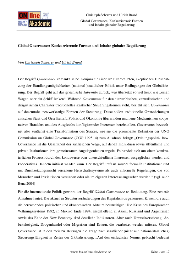 (PDF) Contested Global Governance: Konkurrierende Formen und Inhalte ...