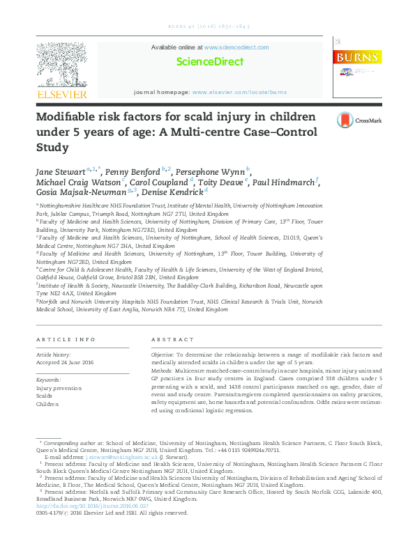 (PDF) Modifiable risk factors for scald injury in children under 5 ...